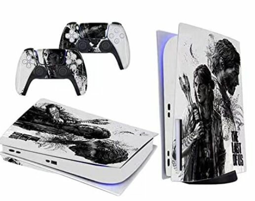Наклейка виниловая защитная на игровую консоль Sony PlayStation 5 Fat Disc Edition, The Last of Us-1, полный комплект с геймпадами
