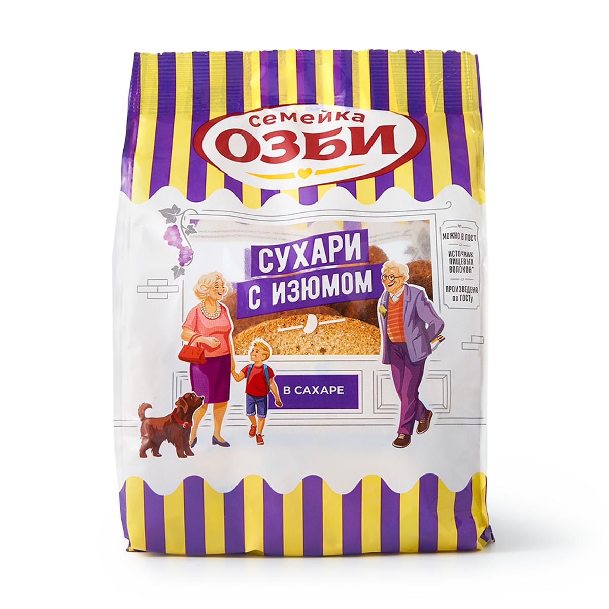 Сухари Семейка Озби с изюмом в сахаре, флоу-пак, 300 г, 1 шт.