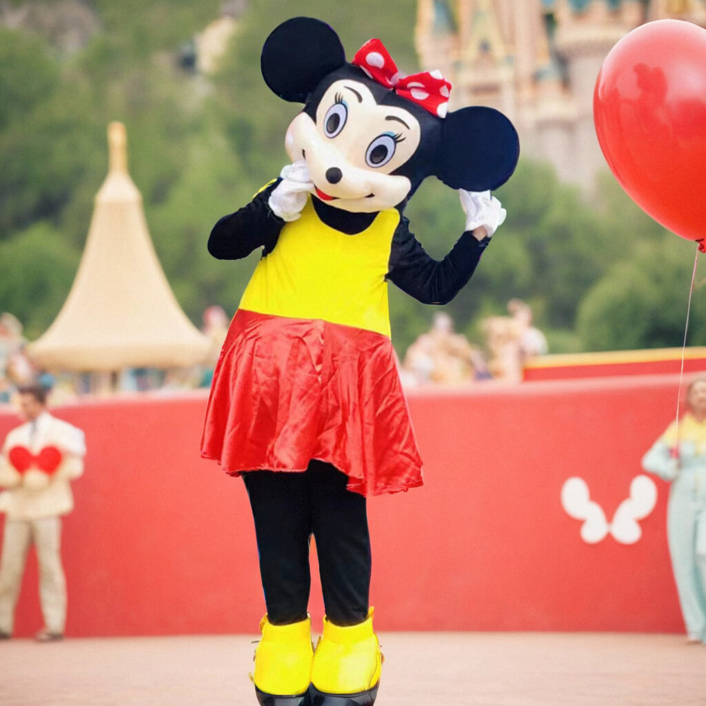 Костюм куклы Минни, с Микки Маусом, красное платье с большим животом, размер один