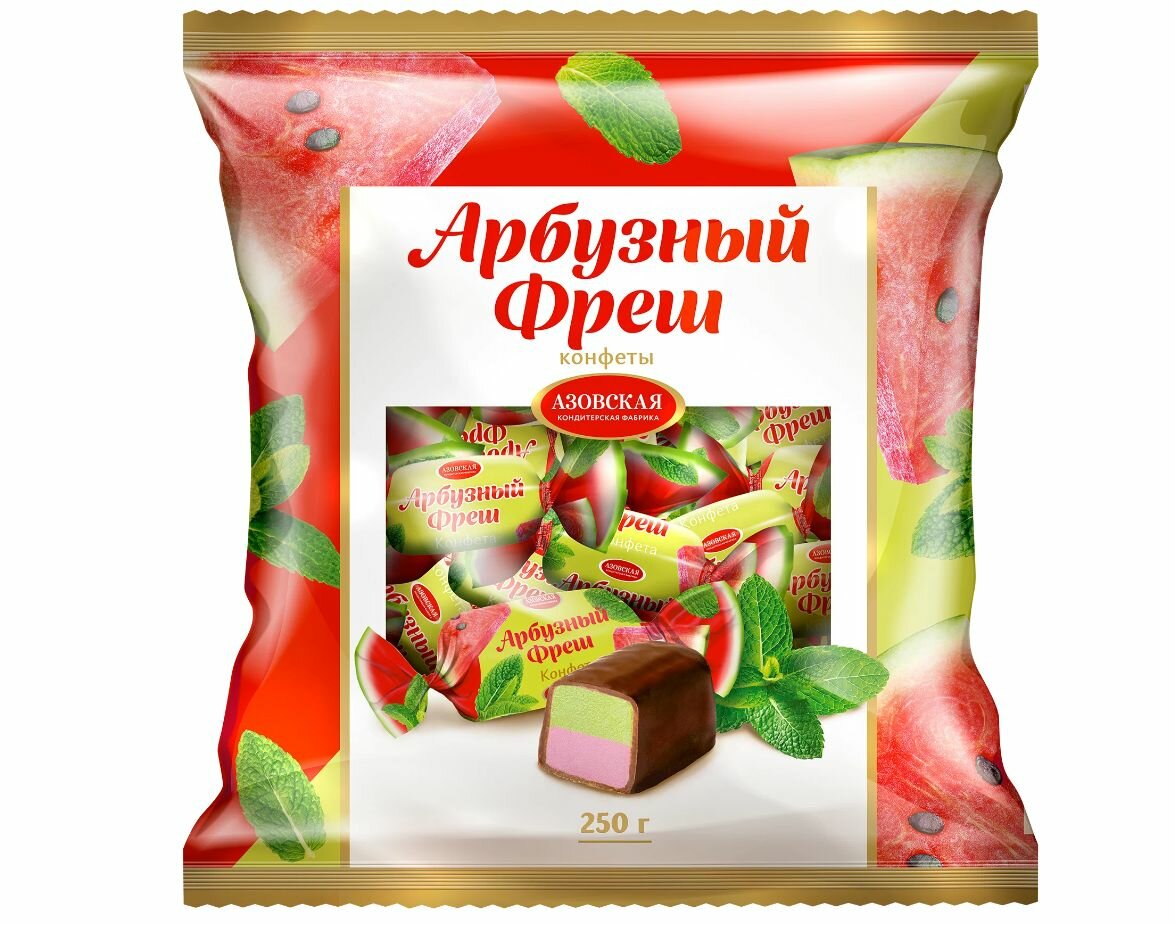 Азовская кондитерская фабрика конфеты Помадные Арбзный фреш,250 г