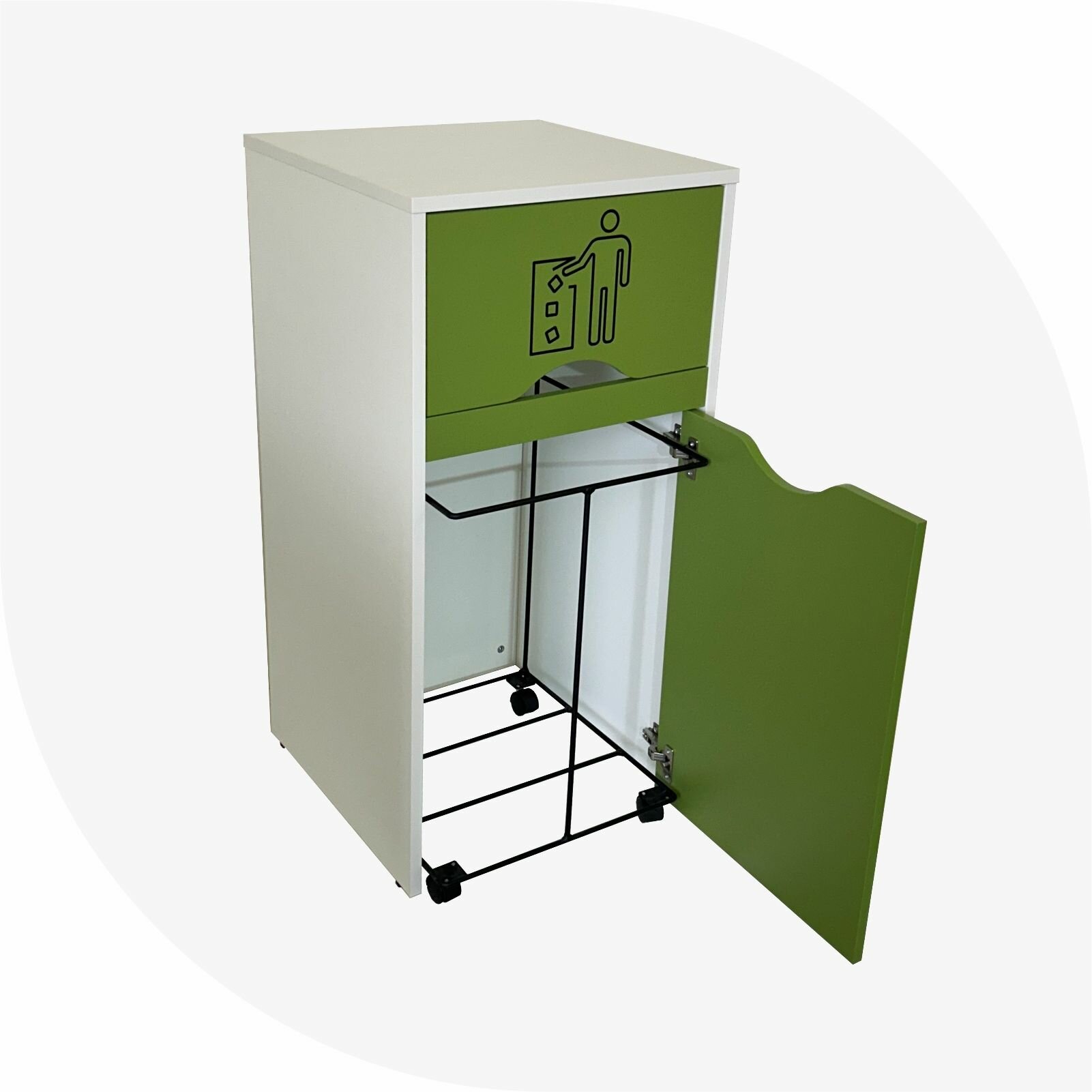 Мусорный бак для фудкорта/ Контейнер для мусора/ Урна для мусора 120 л, Киви-белый