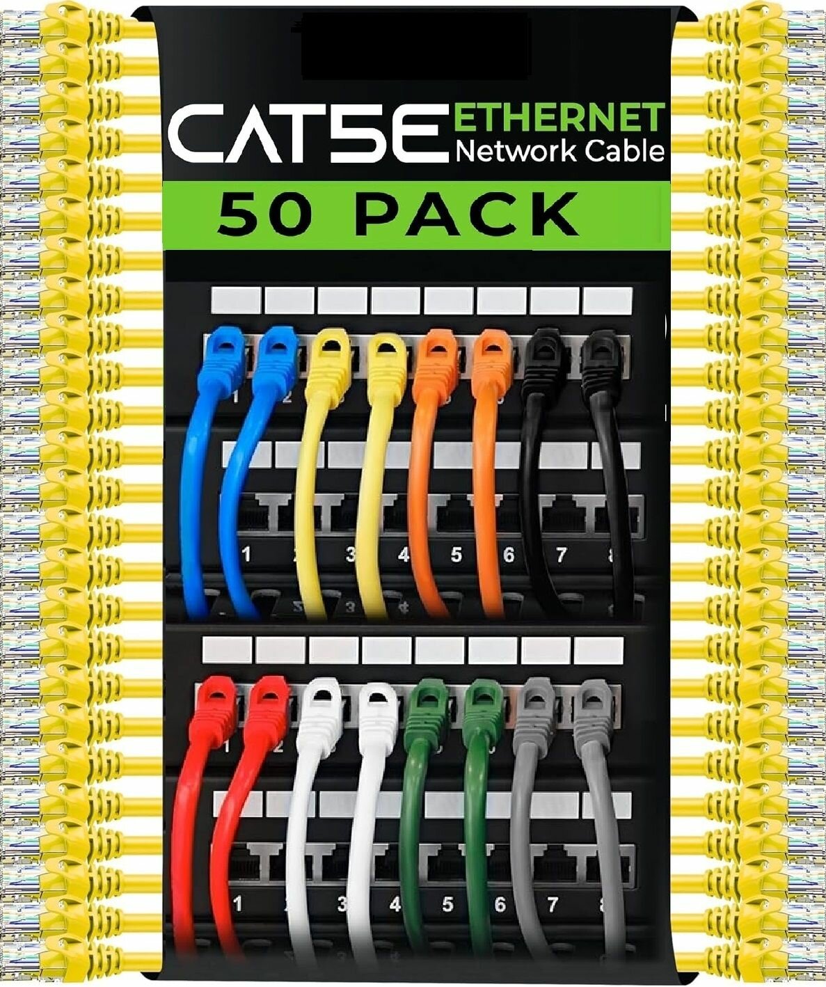 Соединительный кабель патч корд UTP Cat5e 1.5 метра жёлтый 50 штук