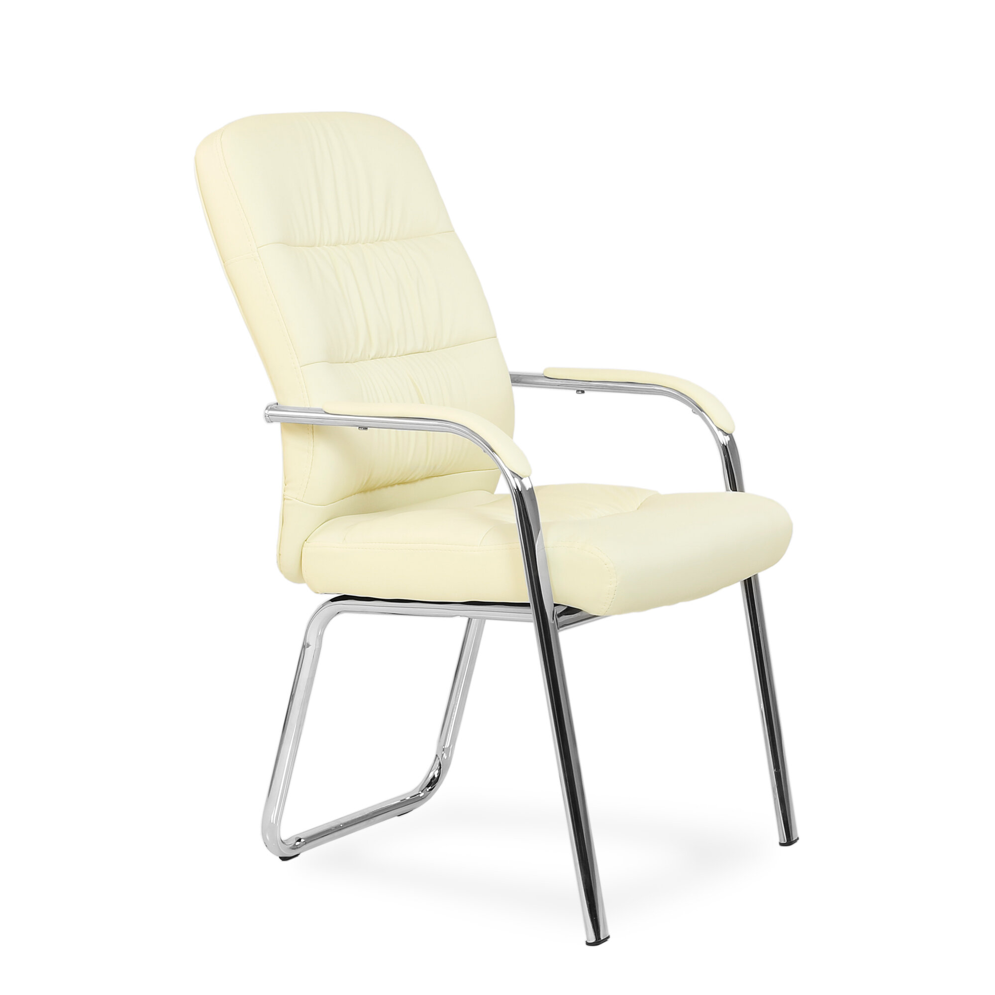 Кресло Barneo K-16 для посетителей и переговорных бежевое, хромированный каркас