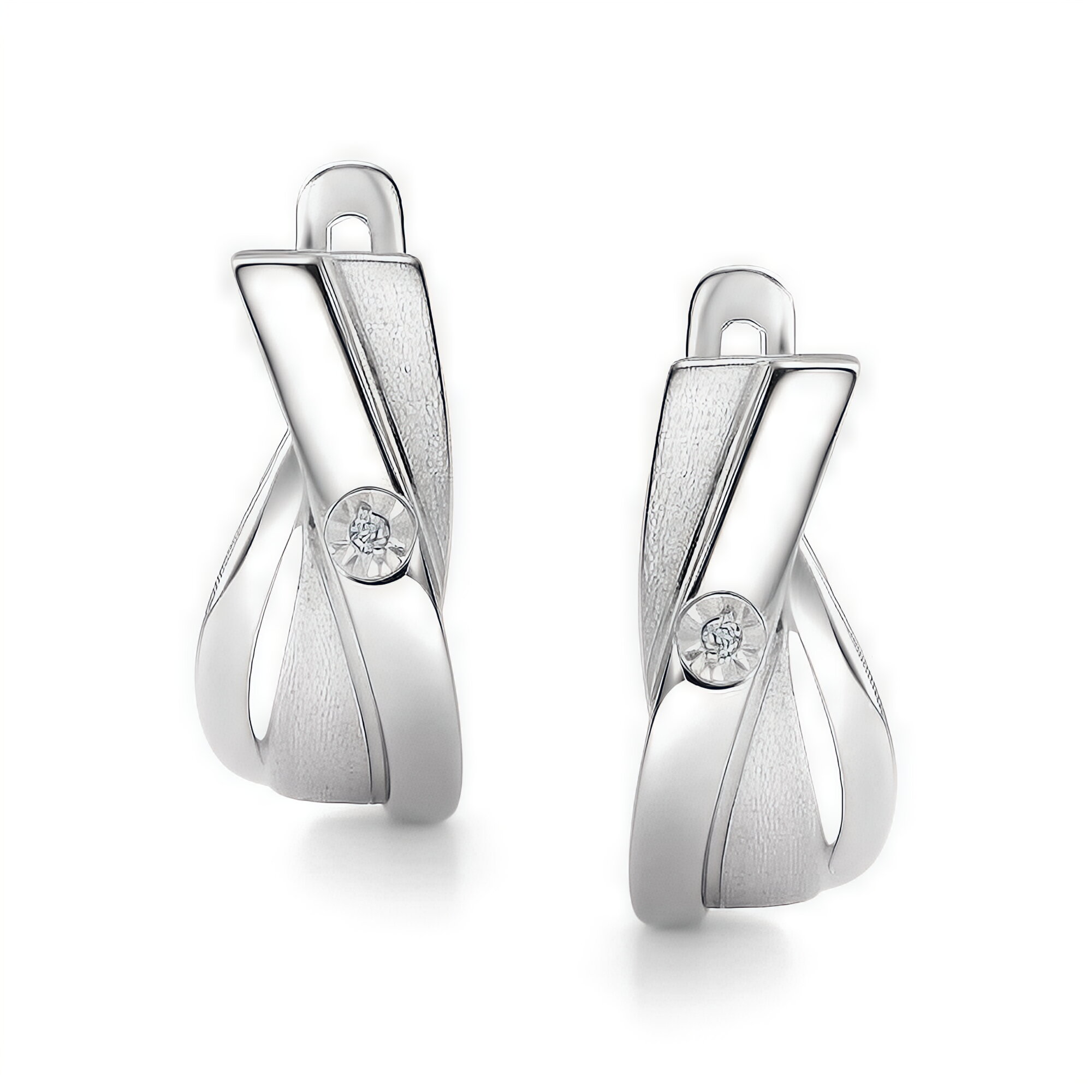 Серьги, серебро, 925 проба, серебрение, бриллиант