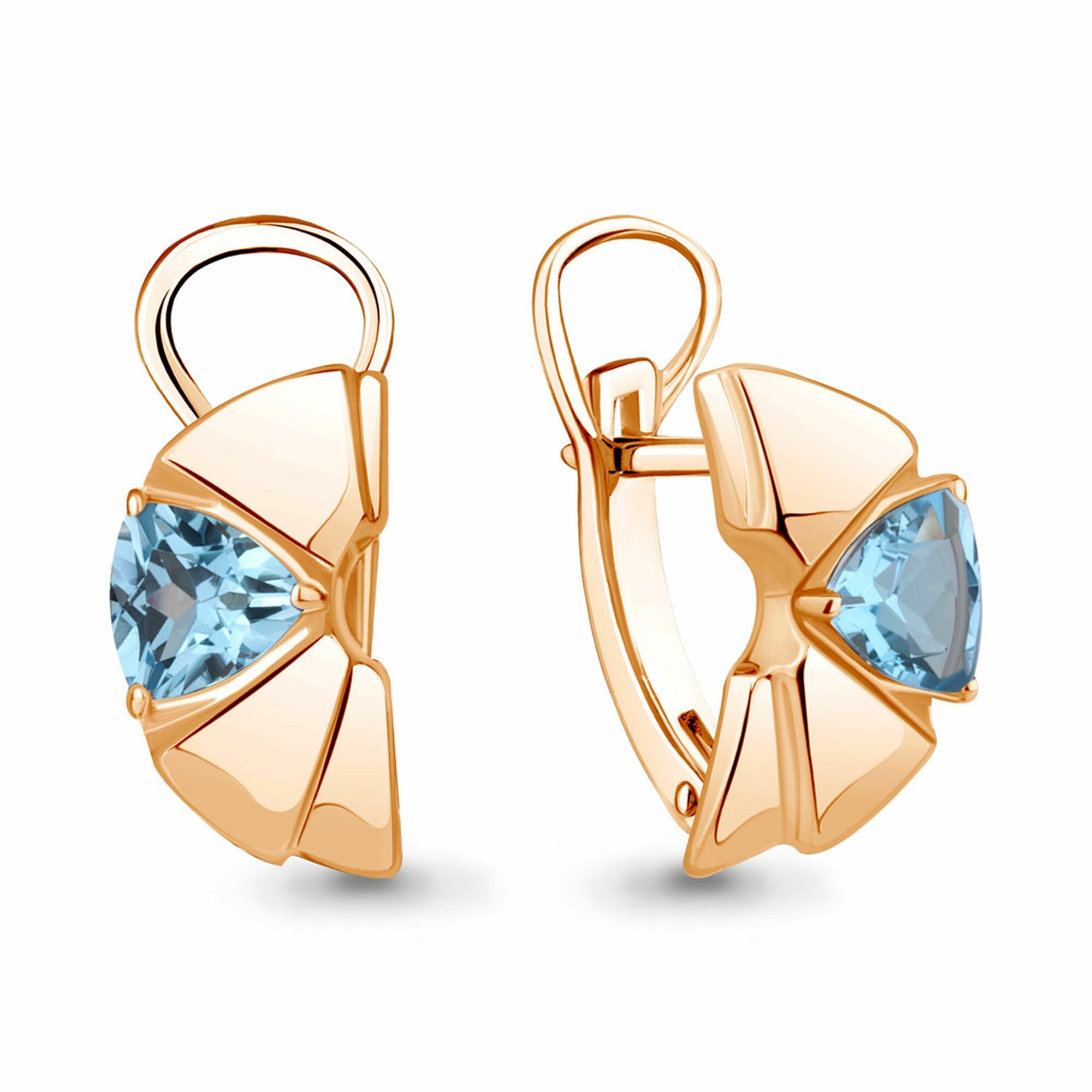Серьги, серебро, 925 проба, золочение, топаз