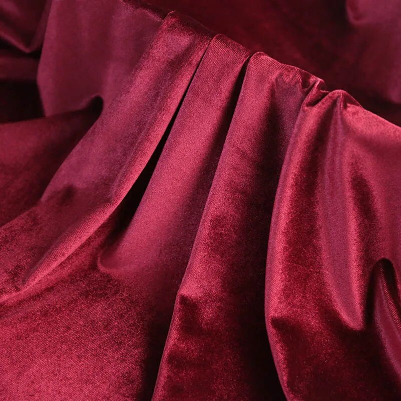Бархатная велюрная ткань золотистого цвета от fabcdiy Бордовый, Dark Rose