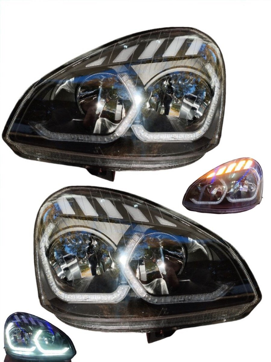 Фары на Приора бмв BMV, черная маска, комплект