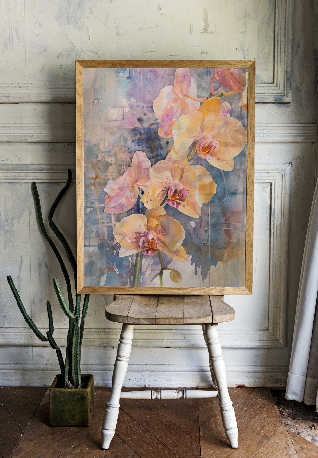 Постер "Акварельные орхидеи в пастельных тонах" 50x70 без рамы