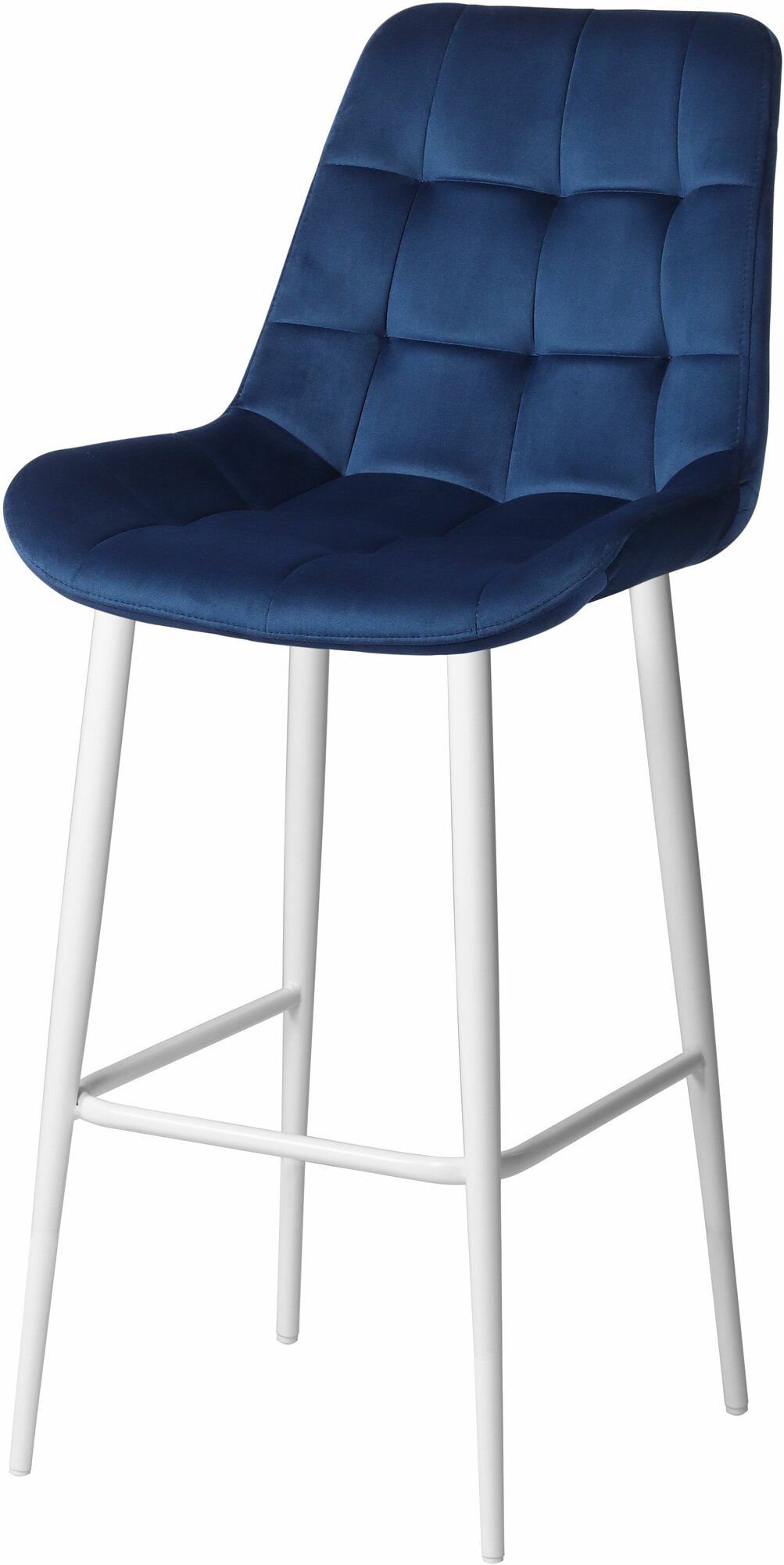 Барный стул Ambe Эйден, для кухни мягкий, 75 см, синий, каркас белый