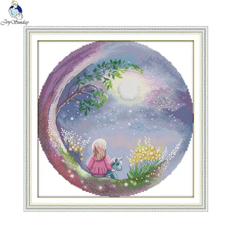 Набор для вышивки крестом Joy Sunday Луна и небо 14CT/11CT 14CT Printed Cloth