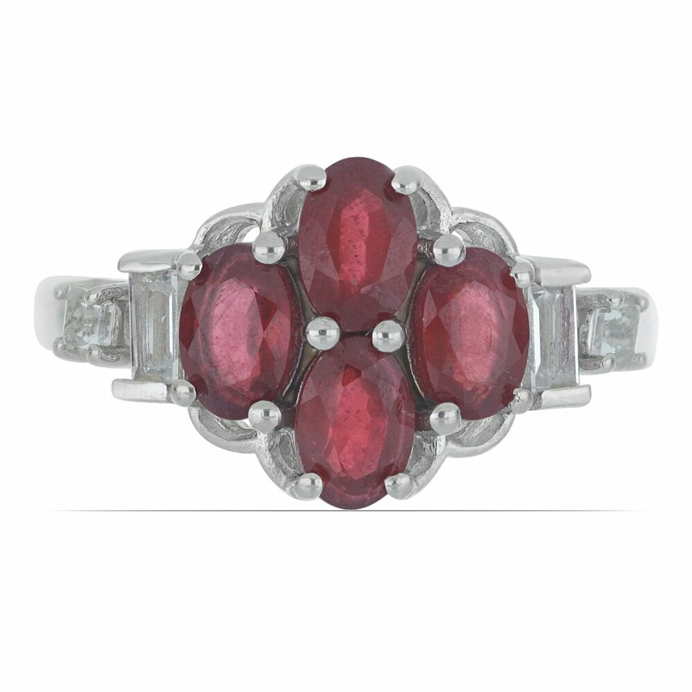 Кольцо, серебро, 925 проба, родирование, рубин, топаз