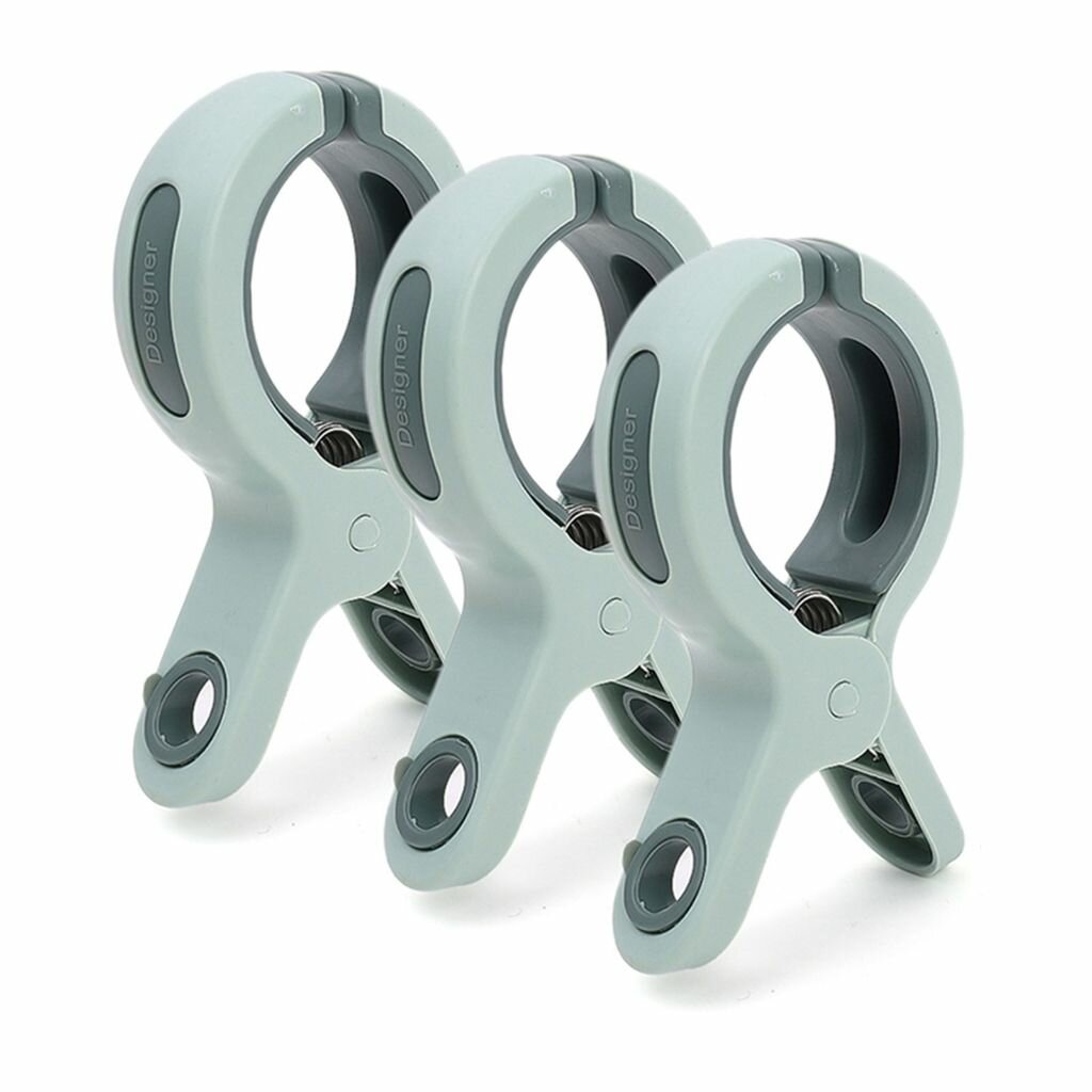 Прищепки для белья,3 мощных ветрозащитных зажима-зеленые