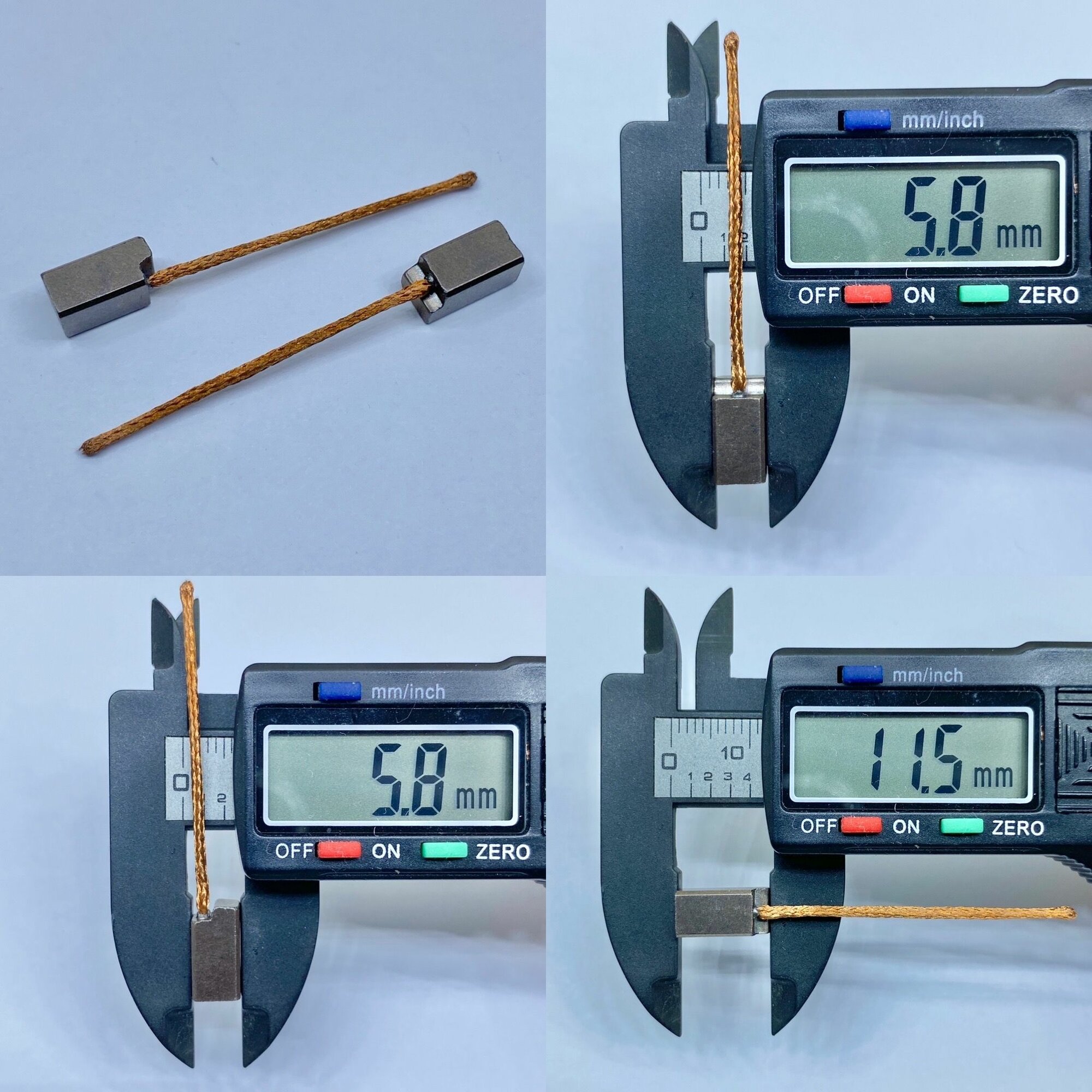 Щетки 6*6*11.5 меднографитовые (провод с верху) комплект 2 штуки