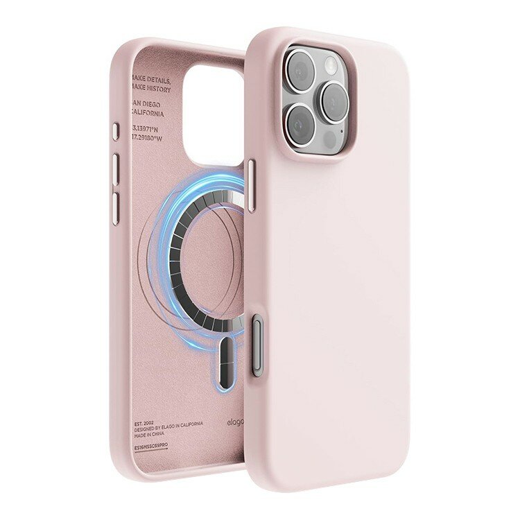 Elago силиконовый чехол для iPhone 16 Pro, Soft silicone (Liquid) Lovely Pink (MagSafe)
