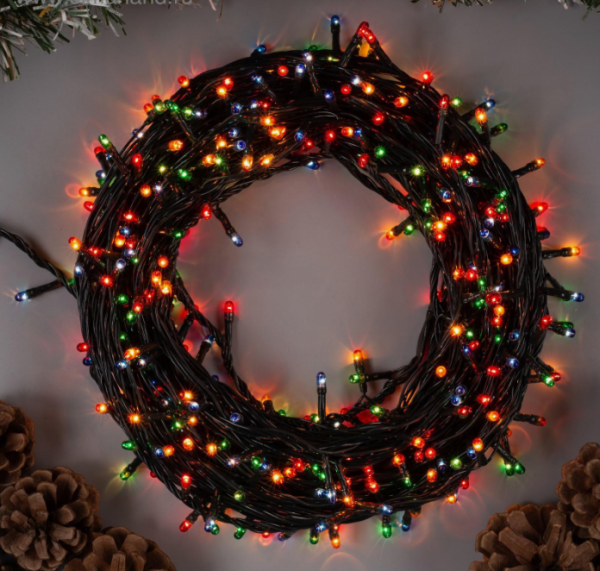 Гирлянда «Нить» 15 м, IP20, тёмная нить, 400 ламп, свечение мульти, 8 режимов, 220 В