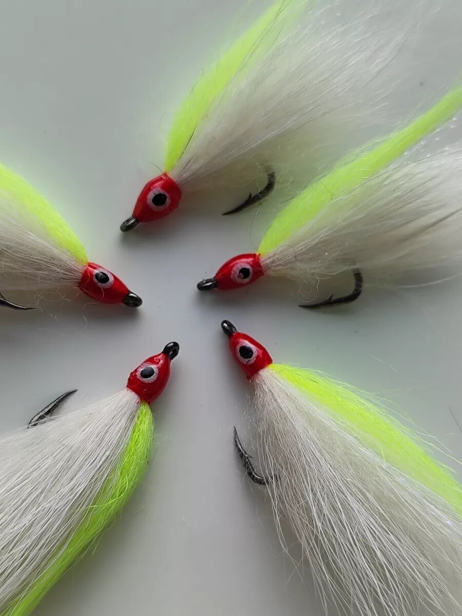 Стример на жереха на одинарном крючке шартрез - 5 шт.