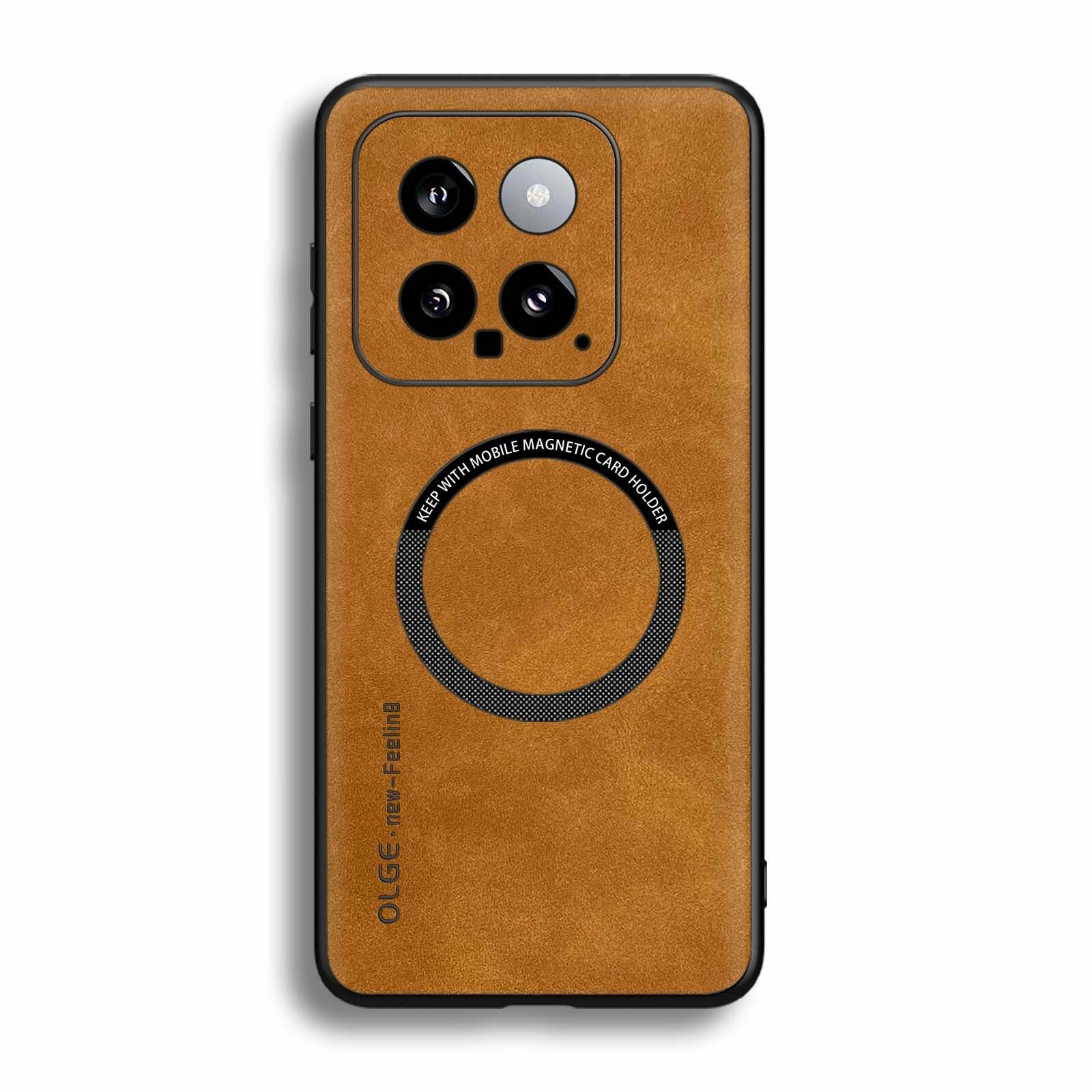 OLGE Для Xiaomi 14/Сяоми 14 кожаный чехол для телефона из овечьей кожи с магнитной крышкой Magsafe