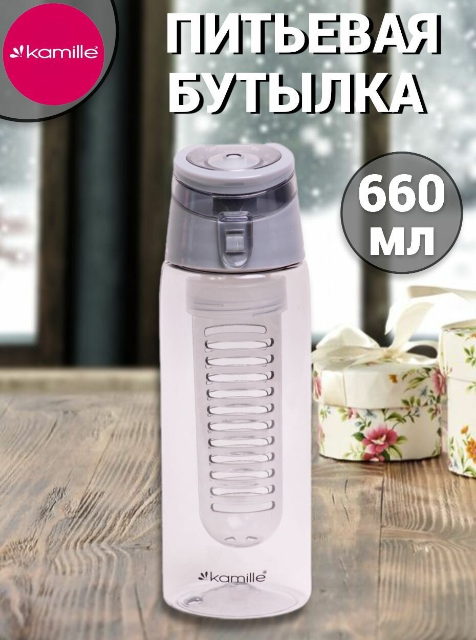 Бутылка спортивная для воды пластик-тритан KAMILLE KM-2303