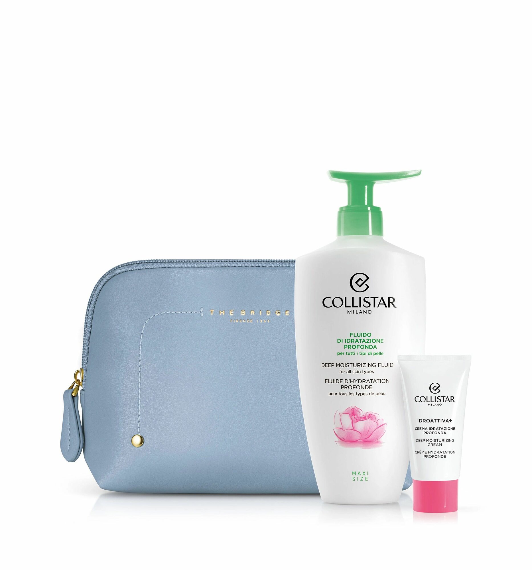 Collistar - Набор: Глубоко увлажняющий флюид для всех типов кожи 400 мл + Крем для лица Глубокое увлажнение 25 мл + косметичка