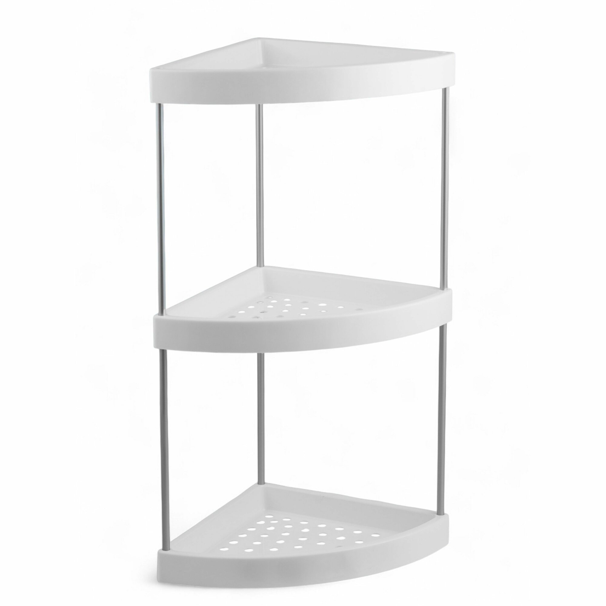 Полка в ванную комнату угловая 3-х ярусная, белая