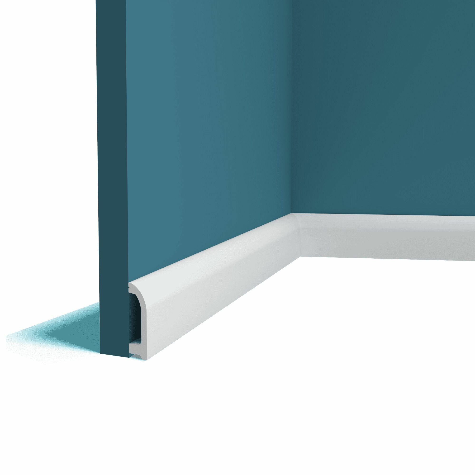 Плинтус Перфект Р150 напольный 18x65 мм под покраску ударопрочный полиуретановый 2 метра, белый