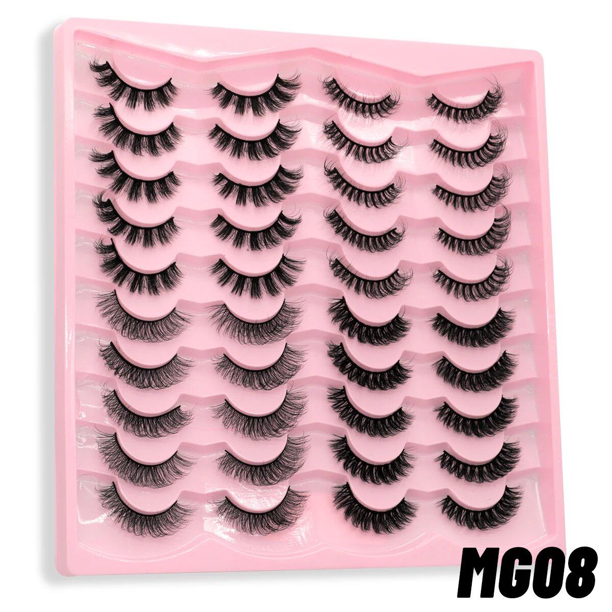 Накладные ресницы GROINNEYA 3D черные 20pairs-MG08