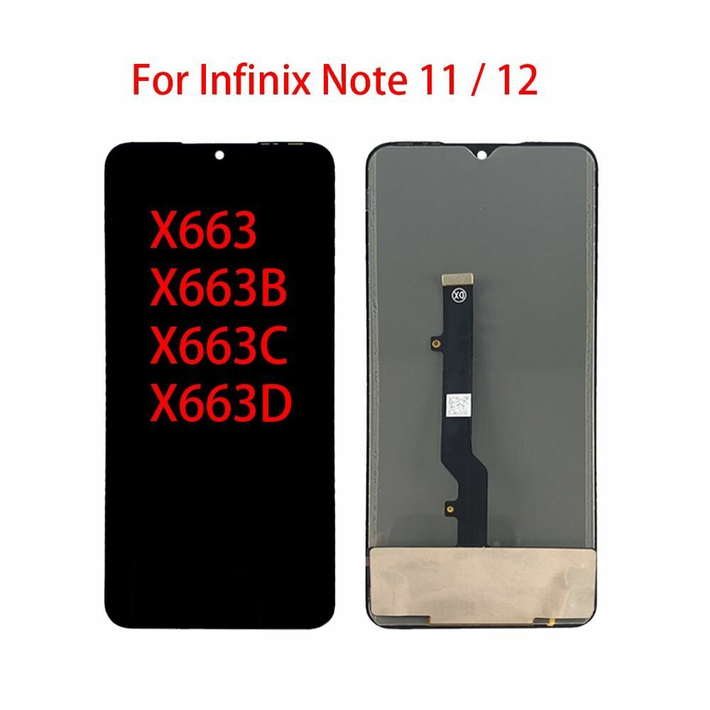 AMOLED Дисплей для Infinix Note 11 / 12 (X663, X663B, X663C, X663D) Дисплей для в сборе с тачскрином Чёрный
