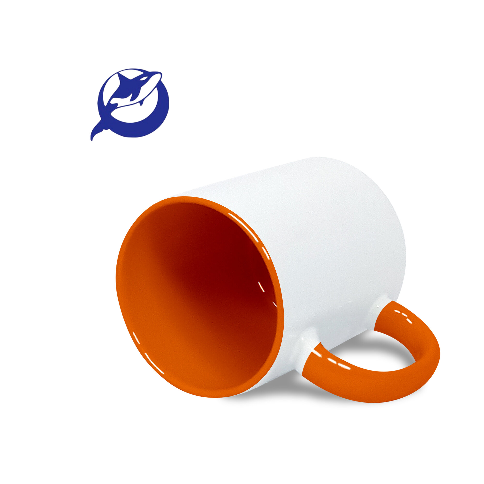 Кружка белая, цветная внутри и ручка, 330мл (премиум) Оранжевая