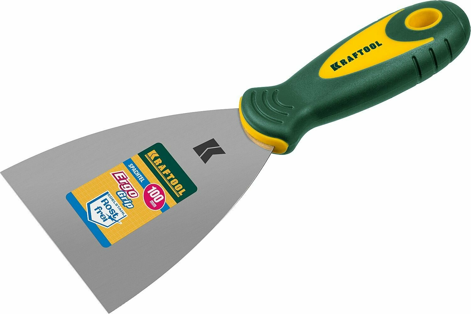 KRAFTOOL 100 мм, х-образное профилированное полотно, двухкомпонентная ручка, нержавеющий, шпатель (10035-100)