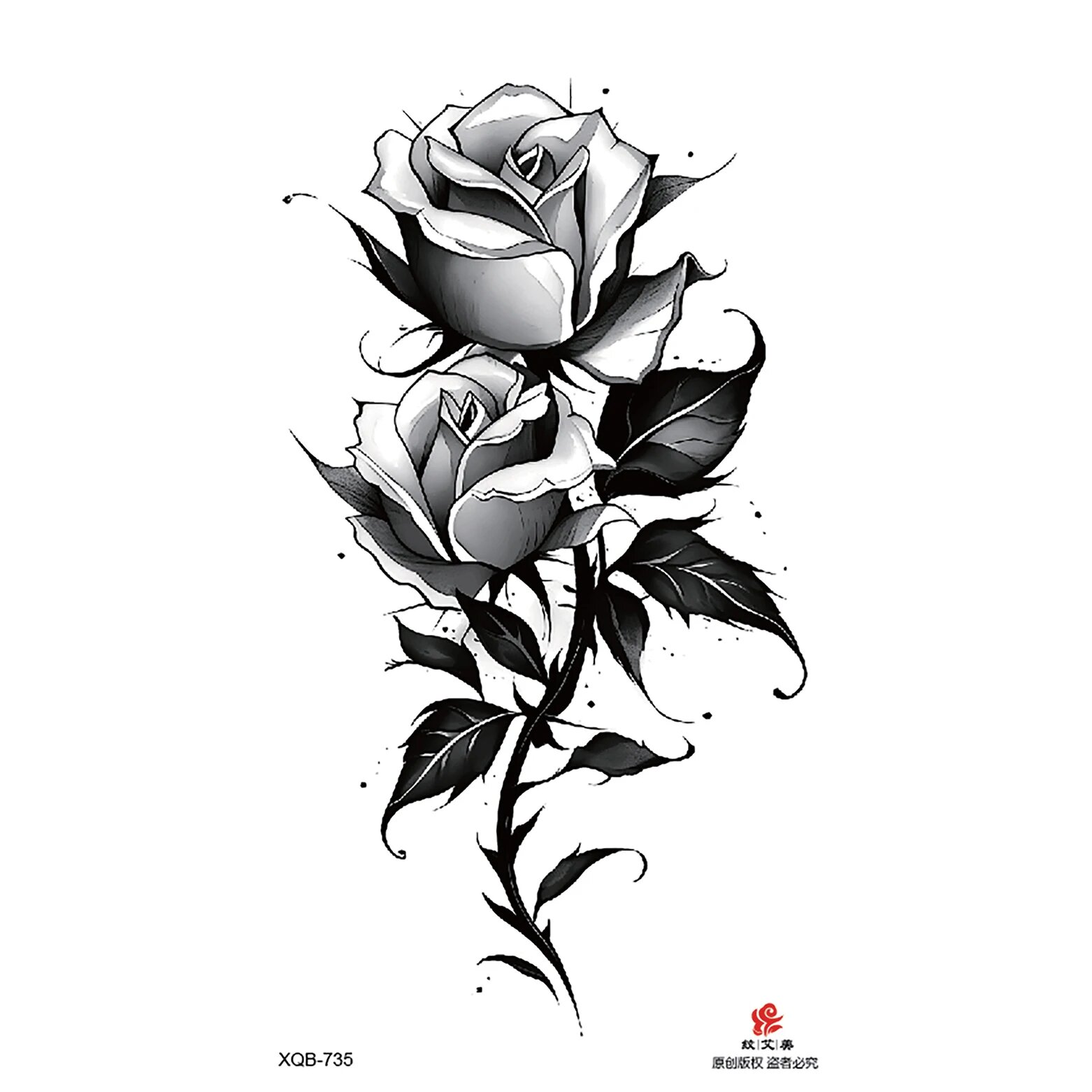 Черный цветок, водостойкая временная татуировка, наклейка, красота, бабочка, роза для женщин, 3D вспышка, боди, рука, моющиеся поддельные татуировки 08-QXQB-735