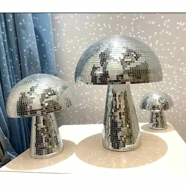 Мигающий диско гриб для украшения помещений, зеркальное украшение для дома, подарок для вечеринки ручной работы