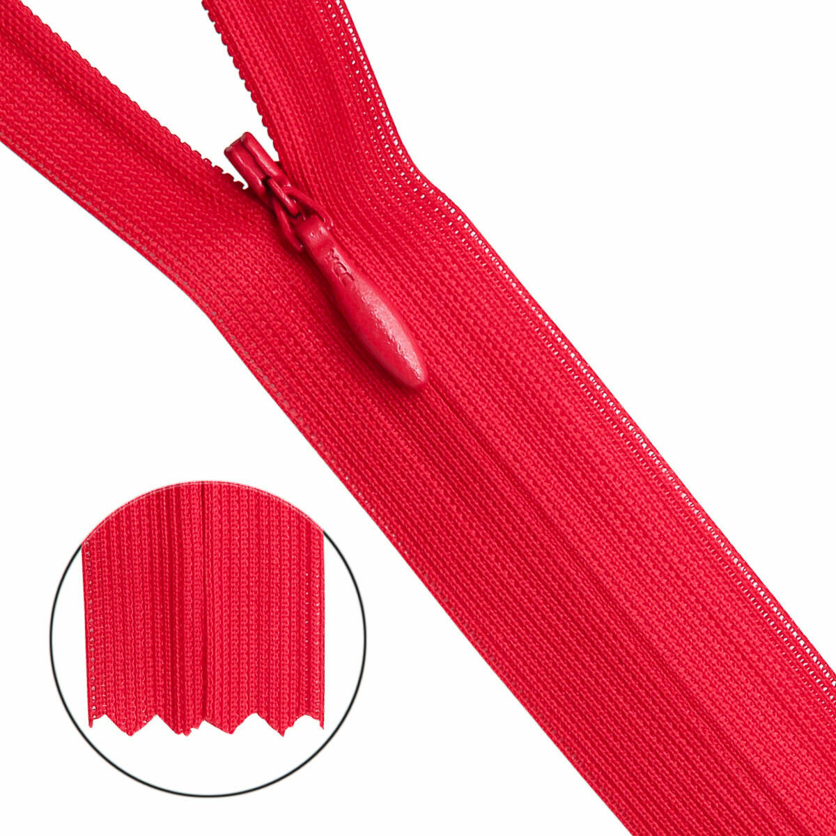 Молния неразъемная потайная Т3, 50 см, красный, нейлон, BIG, 31321/50