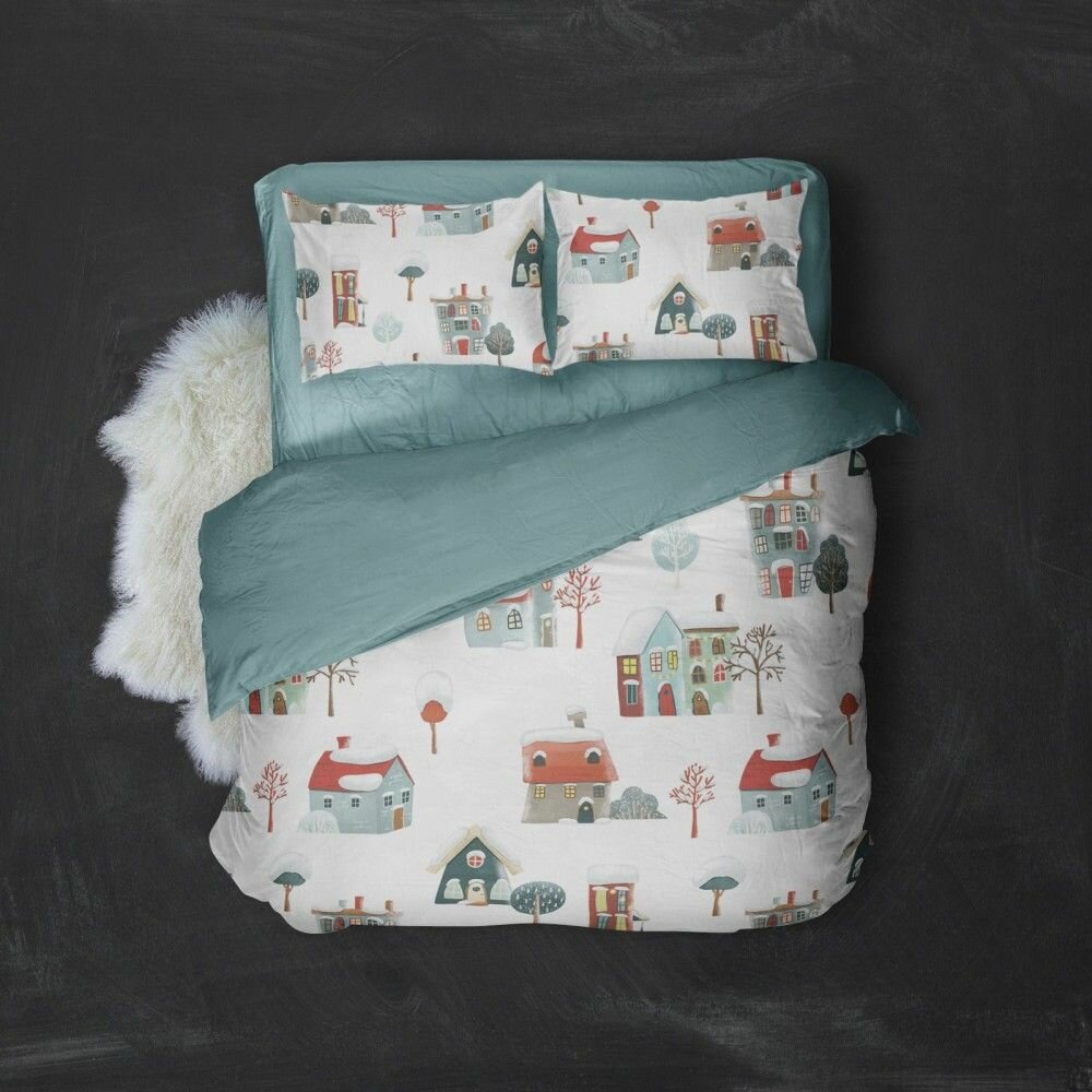 Арт комплект постельного белья Зимняя улочка , Евро, 50/70