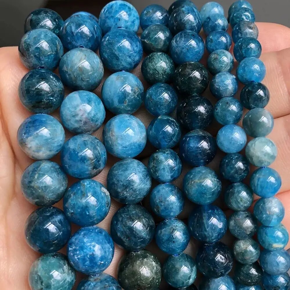 Бусины Kuoyu из синего апатита 6/8/10 мм 10mm 36pcs beads