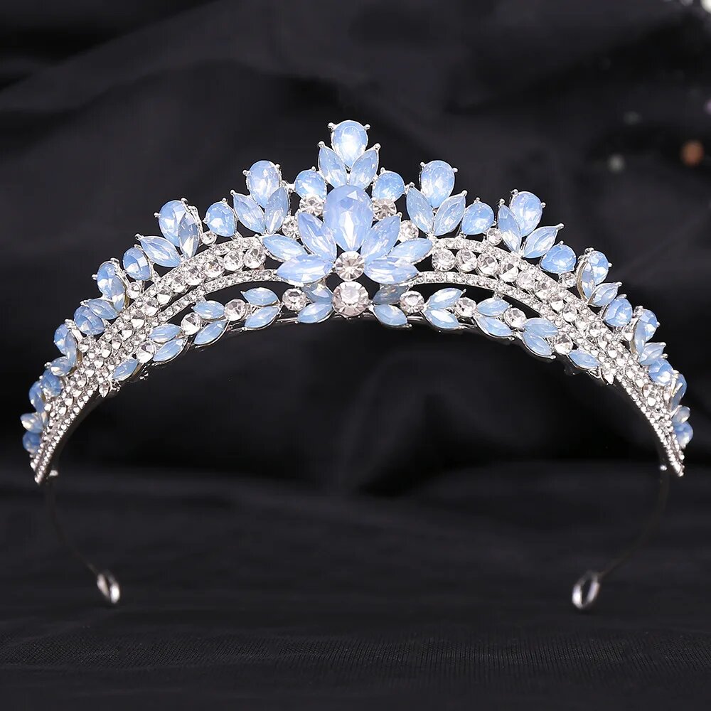 DIEZI корона из кристаллов для женщин blue opal silver