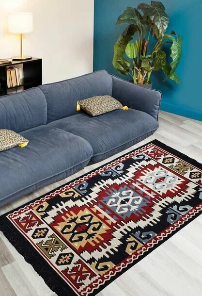 Ковер на пол на кухню в гостиную 80х150 см бохо безворсовой с бахромой 338119 KoverVDom