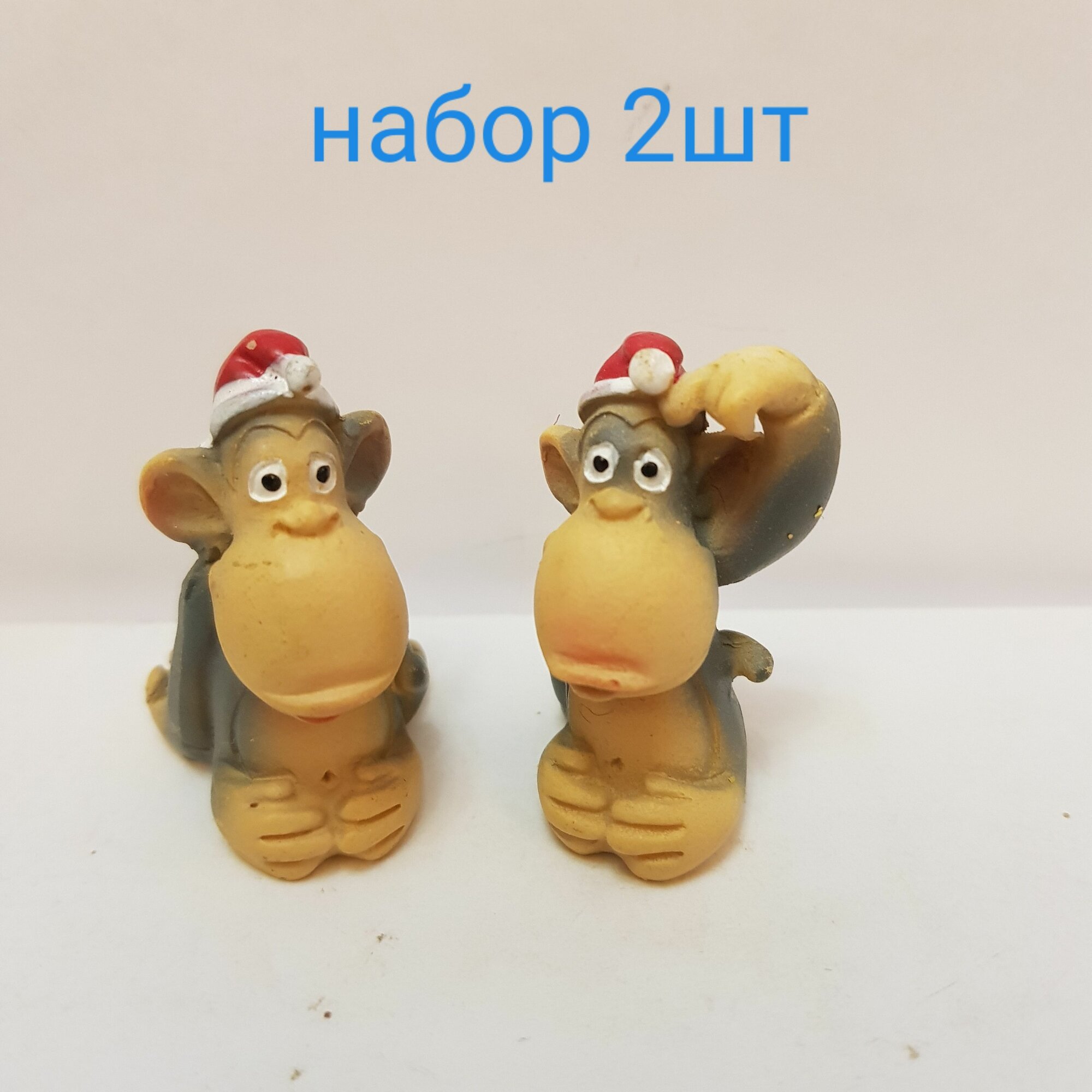 Фигурка декоративная "Обезьянки в колпачке" мини, набор 2шт, 4х2,5х2,5см, 7699