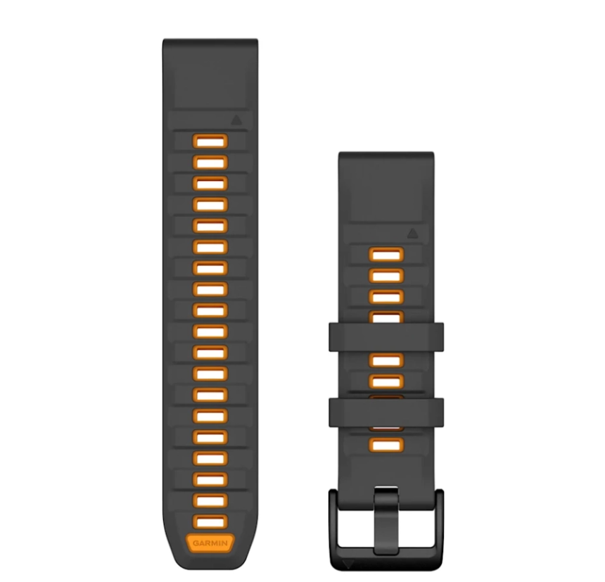 QuickFit 22 Watch Bands Graphite/Spark Orange Silicone 010-13392-05