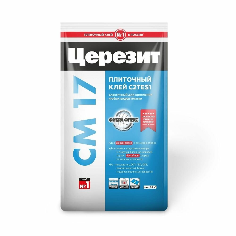 Клей для плитки высокоэластичный Ceresit CM 17 Super Flex (5кг)