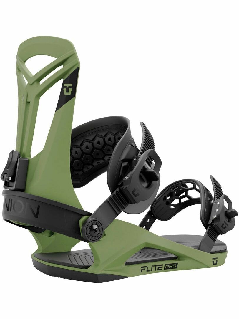 Крепления сноубордические UNION FLITE PRO (24/25) Olive Green, M, жесткость базы и хайбека 8/10, 2x4, 4х4 и The Channel