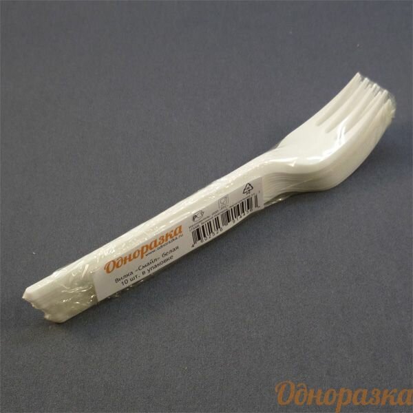 Одноразовые вилки "Смайл", белые, 10 шт