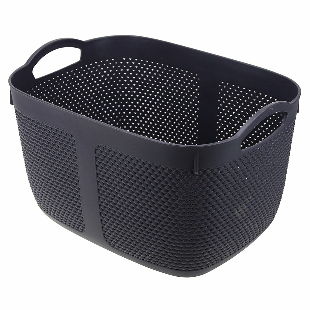 Корзина Домашняя Мода пластмассовая, для хранения, 38,5х 26 см, высота 23 см, с ручками, графит