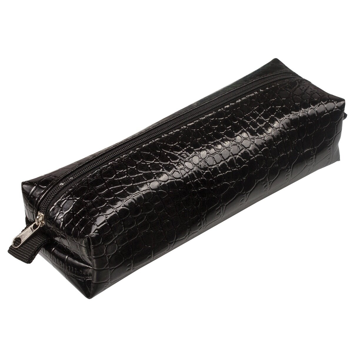 Пенал-косметичка Brauberg "Ultra black", "крокодиловая кожа", 20х6х4 см (223909)