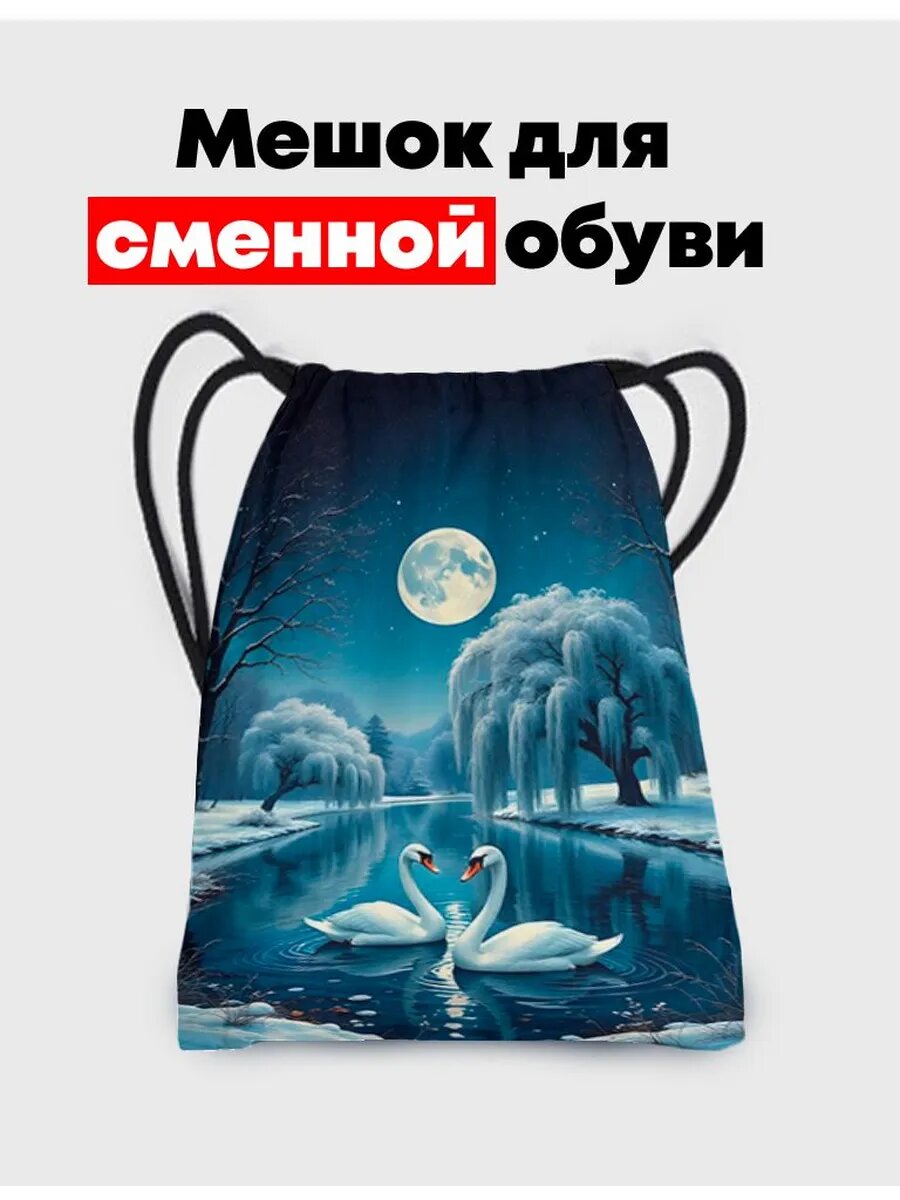 Мешок-сумка для школьной обуви Лебедь