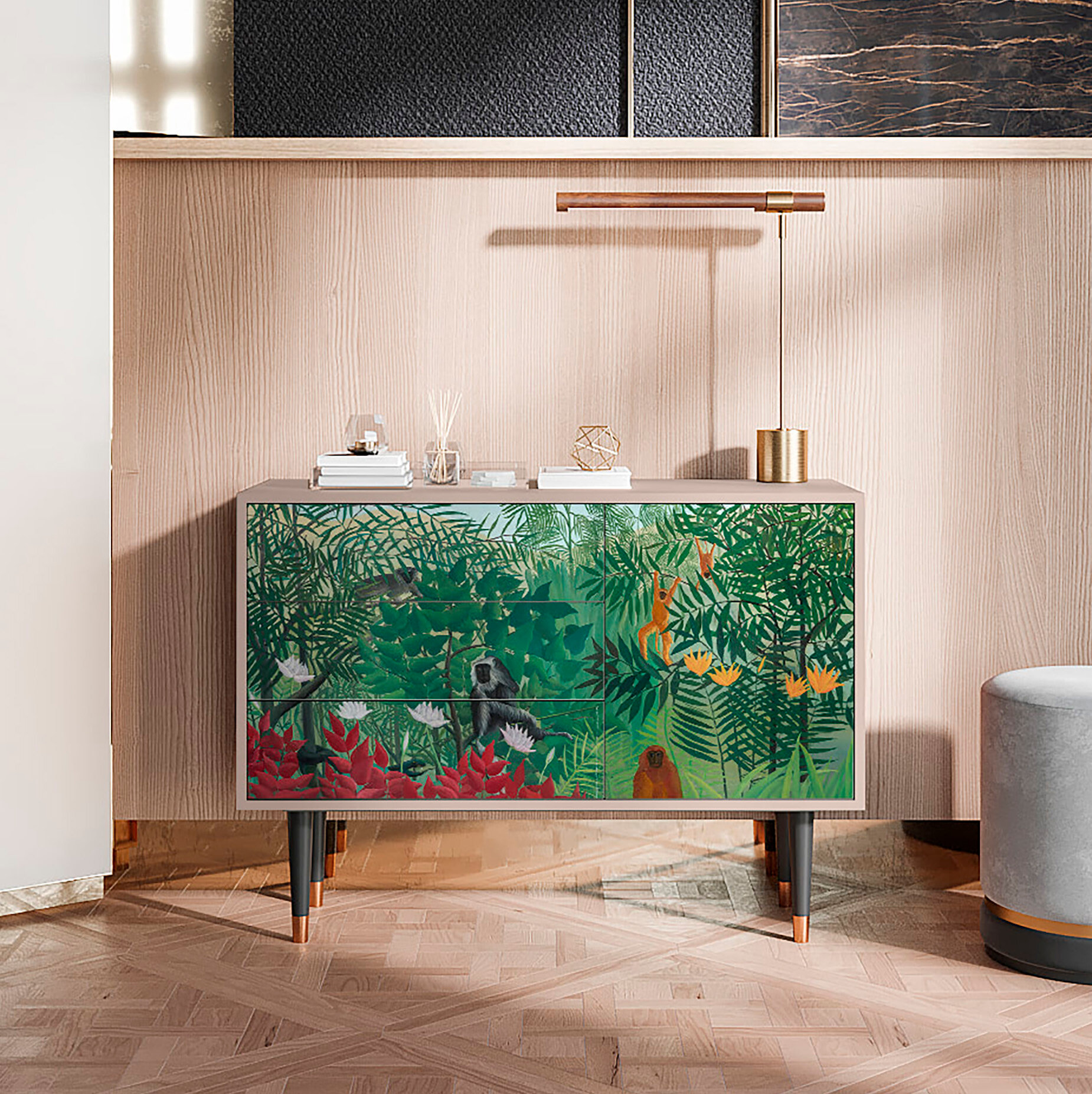 Комод - STORYZ - S3 Jungles in Paris by Henri Rousseau , Размер - 115 x 84 x 41 см, Цвет корпуса - , Бежевый