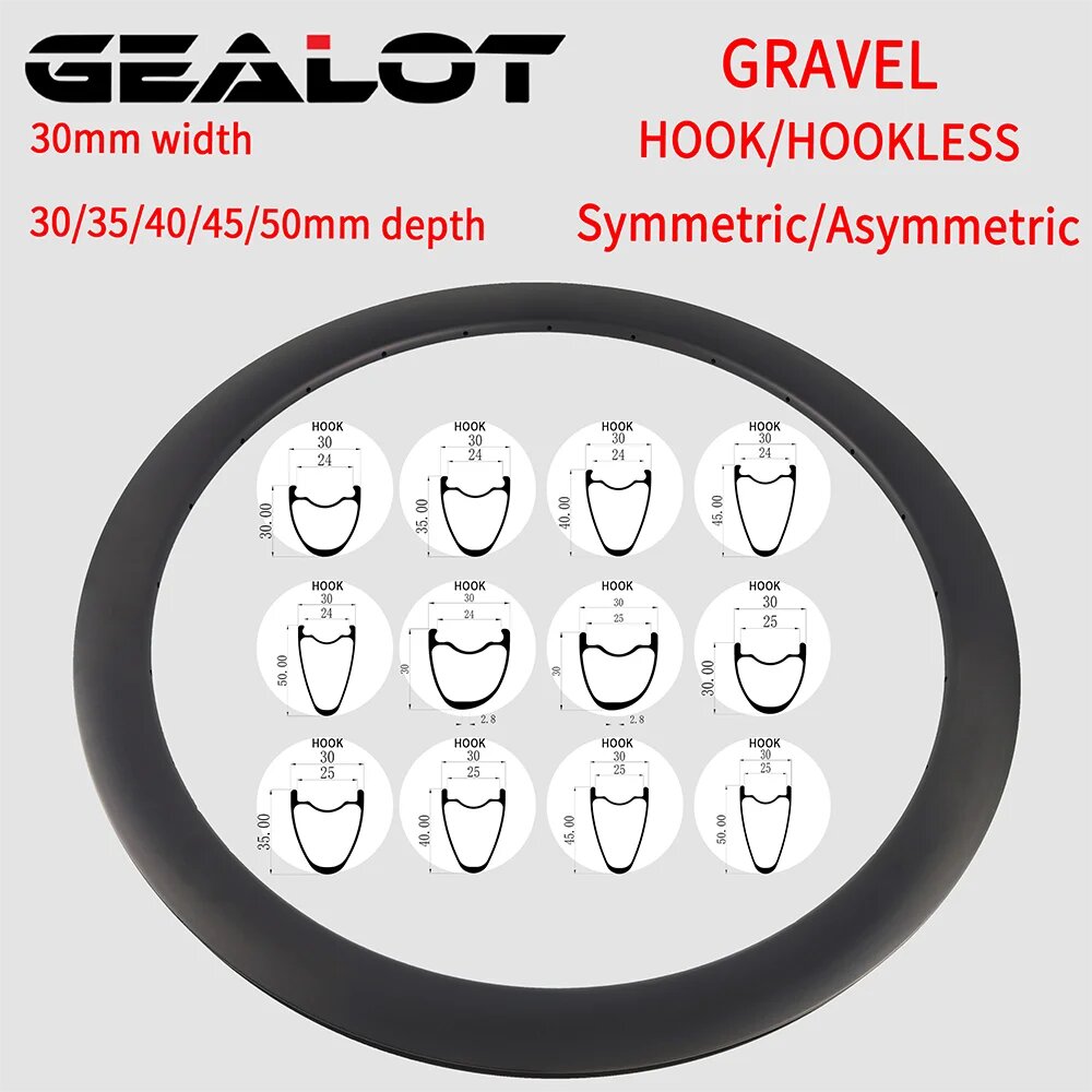 GEALOT Карбоновые колеса для шоссейных велосипедов 700C 28H, hook, UD, Fly Weight, 30x50mm symmetric