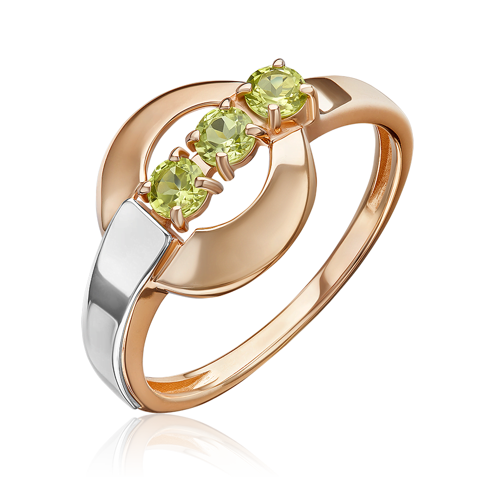 Кольцо, золото, 585 проба, хризолит