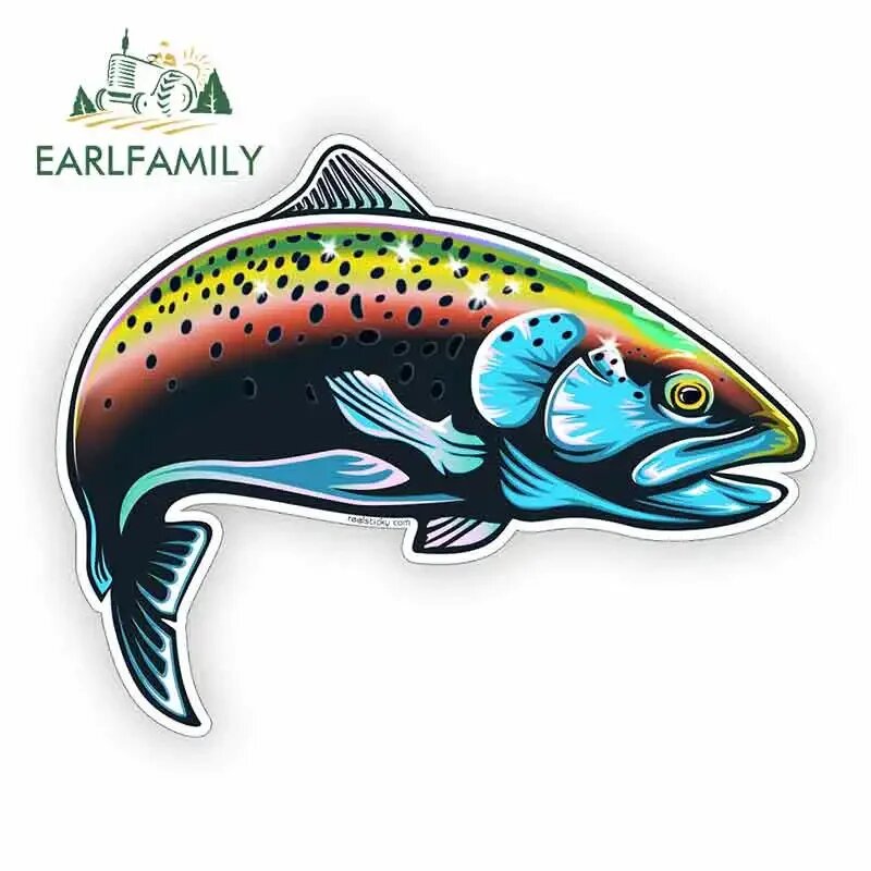 EARLFAMILY мультфильм змея река горная форель наклейка для рыбалки искусство YT-1816