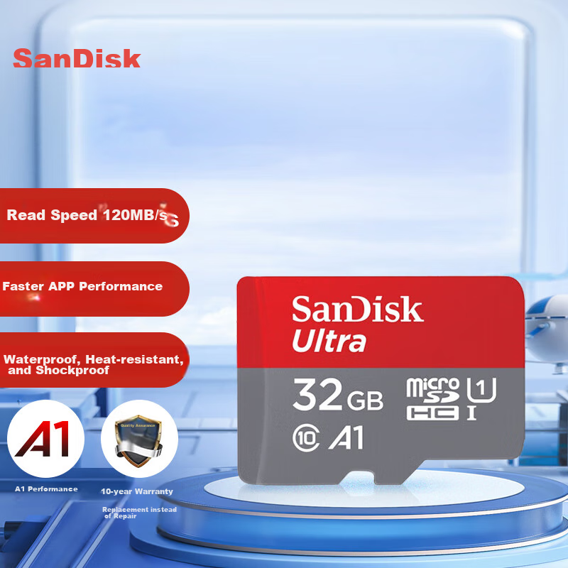 SanDisk 32GB TF (MicroSD) Memory Card A1 U1 C10 Extreme High-Speed Mobile Edition Storage Card, Read Speed 120MB/s, Memory Card for Phones, Tablets, And Game Consoles