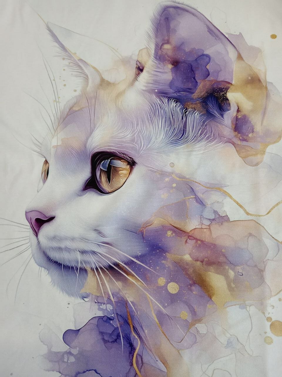 Футер с лайкрой купон "Сиреневый котик" ширина 180см, высота 80+-2см пенье